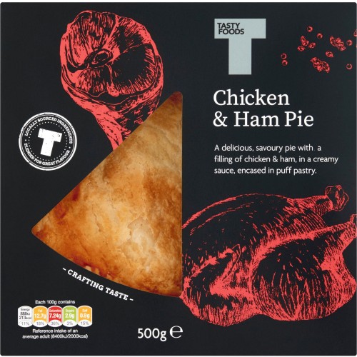 Tasty Foods Chicken & Ham Pie (500g) - Compare Prices & Where To Buy ...