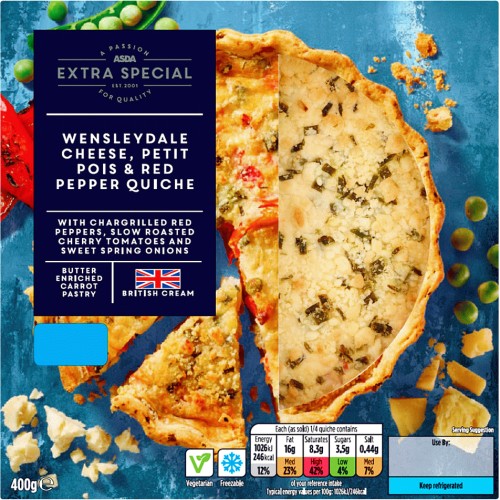ASDA Extra Special Wensleydale Cheese Petit Pois & Red Pepper Quiche ...