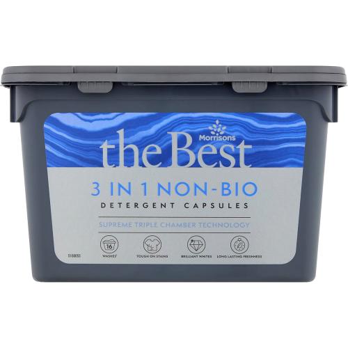 Morrisons The Best 3 in 1 Non-Bio Pods Detergent Capsules (16 ...