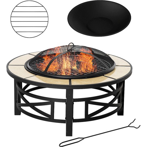 Outsunny Black Metal Large Fire Pit - Compare Prices & Where To Buy ...