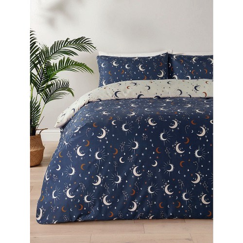 George Home Navy Mini Moons Reversible Duvet Set Double - Compare ...