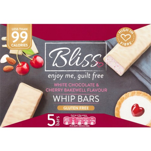 Bliss White Chocolate & Cherry Bakewell Flavour Whip Bars (5 x 25g, 125g) - Compare Prices ...