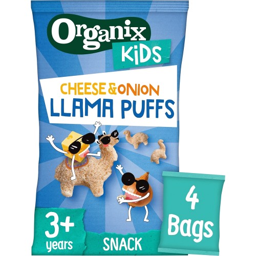 Organix Wholegrain Cheese & Onion Llama Puffs Multipack Lunchbox Kids ...