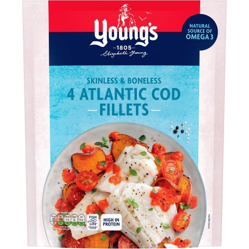 Young's Skinless & Boneless Atlantic Cod Fillets (4 x 350g) - Compare ...