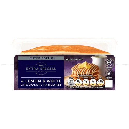 ASDA Extra Special Limited Edition 4 Lemon & White Chocolate Pancakes ...