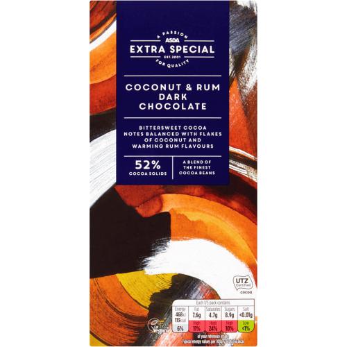 ASDA Extra Special Coconut & Rum Dark Chocolate Bar (100g) - Compare ...
