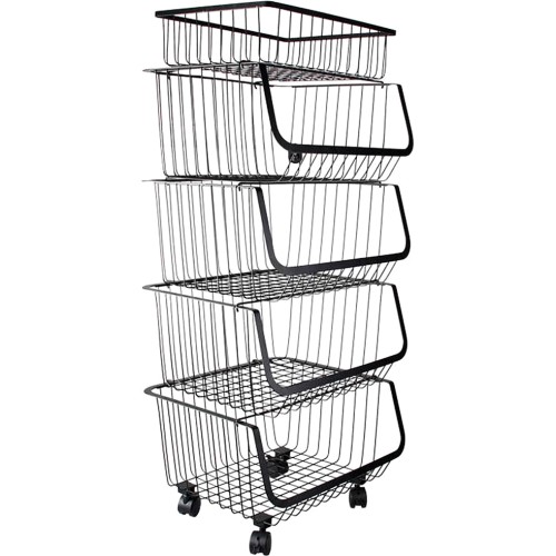Living and Home 5 Tier Stackable Rolling Trolley Rack - Compare Prices ...