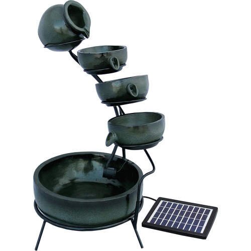 Water Feature Garden Fountain Solar Powered Outdoor Garden Cascade ...