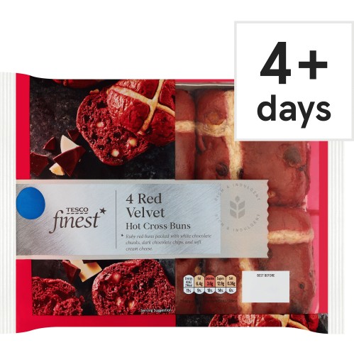 Tesco Finest 4 Red Velvet Hot Cross Buns - Compare Prices & Where To ...