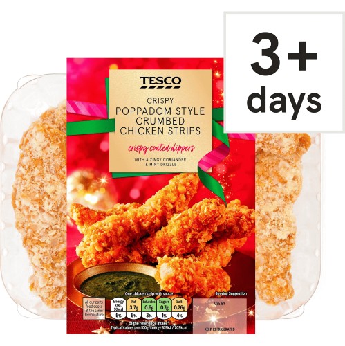 Tesco Poppadom Style Crumbed Chicken Strips (250g) - Compare Prices ...