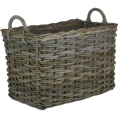 Red Hamper Grey Large Rectangular Rattan Hallway Log Basket - Compare ...