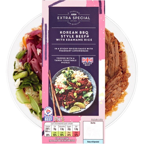 ASDA Extra Special Korean BBQ Style Beef with Edamame Rice (375g ...