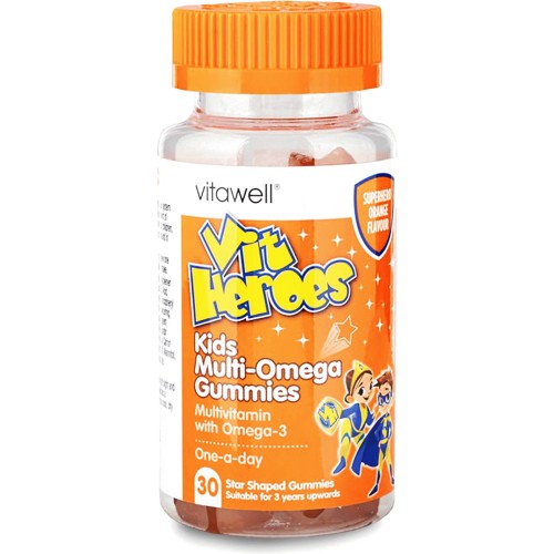 Vitawell Vit Heroes Kids Multi-omega Gummies Superhero Orange Flavour ...