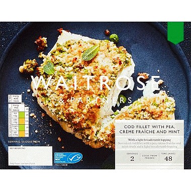Waitrose Frozen Cod Fillet with Pea Creme Fraiche & Mint (365g ...