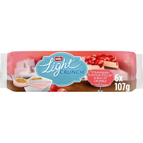 Muller Light Crunch Strawberry Flavour Yogurt & Biscuit Crumble (6 x ...