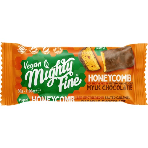 Mighty Fine Vegan Honeycomb Bar Smothered in Salted Caramel Oat Mylk ...