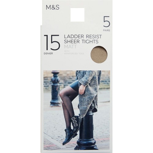 M&S Collection Womens 15 Denier Matt Tights Large Pale Opaline 5prs ...