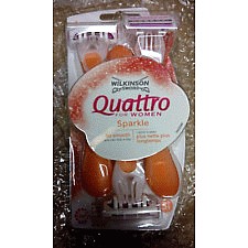 Wilkinson Sword Ladies Quattro Sparkle Disposable Razor 3-Pack FASTP&P ...