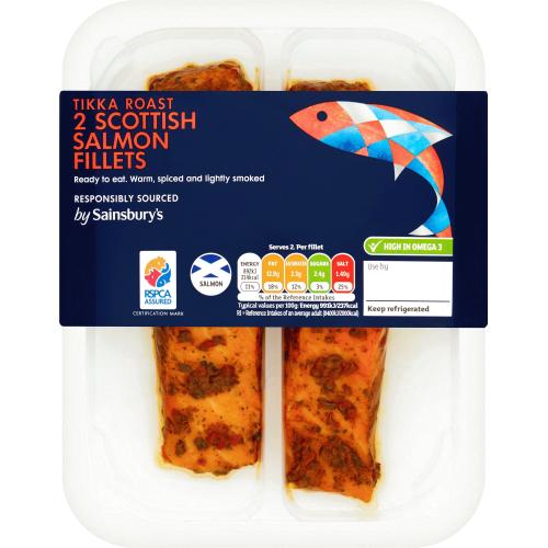 Sainsbury's Ready to Eat Roast Scottish Salmon Fillets with Tikka ...