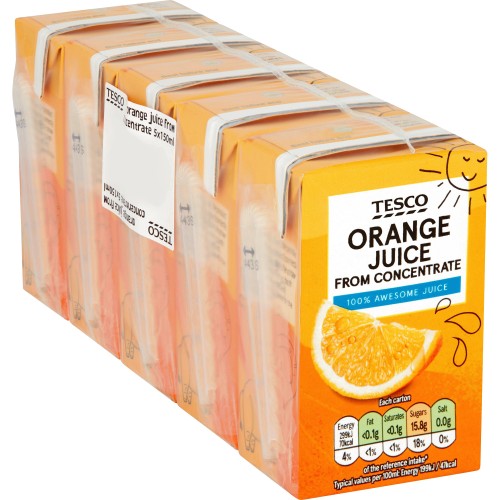 Tesco Pure Orange Juice (5 x 150ml) - Compare Prices & Where To Buy ...
