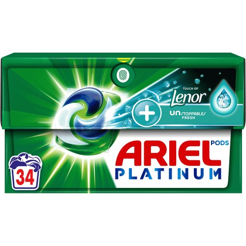 Ariel Platinum Pods Washing Liquid Capsules Plus Lenor 34 Washes ...