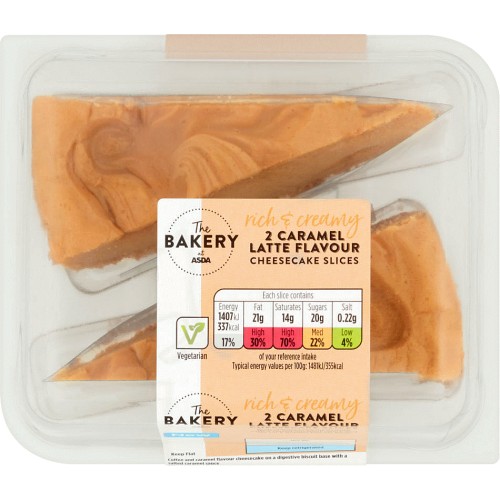 The BAKERY at ASDA 2 Caramel Latte Flavour Cheesecake Slices (2 ...