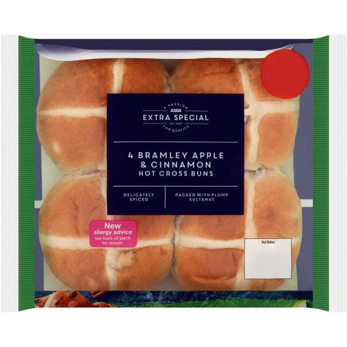 ASDA Extra Special Bramley Apple & Cinnamon Hot Cross Buns (4 ...
