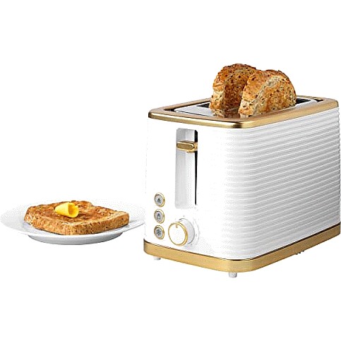 Salter Wide-Slot 2 Slice Toaster Palermo Defrost Reheat Cancel White ...