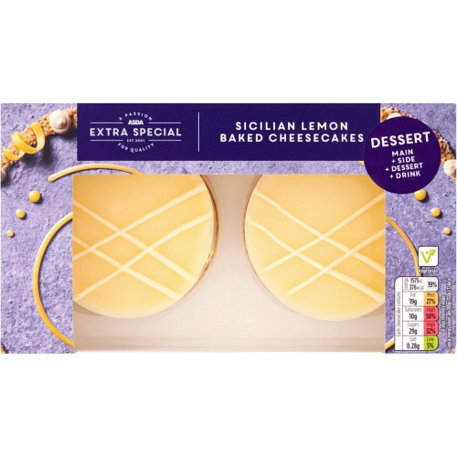 ASDA Extra Special 2 Sicilian Lemon Baked Cheesecakes (2) - Compare ...