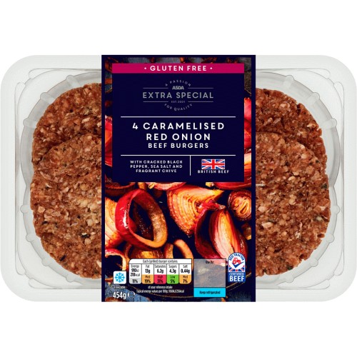ASDA Extra Special 4 Sundried Tomato Mozzarella & Basil Beef Burgers ...