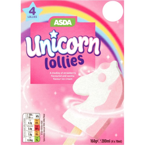 ASDA Unicorn Lollies (4 x 70ml) - Compare Prices & Where To Buy ...