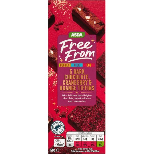 ASDA Free From Free From 5 Dark Chocolate Cranberry & Orange Tiffins ...