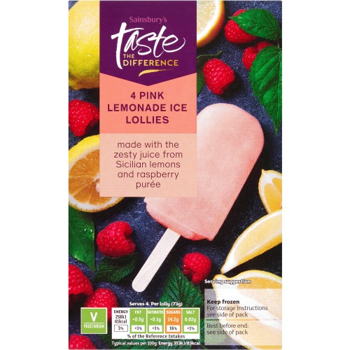 Sainsbury's Pink Lemonade Ice Lollies Taste the Difference (4 x 73ml ...