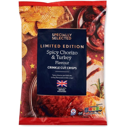 Specially Selected Spicy Chorizo & Turkey Flavour Crinkle Cut Crisps ...