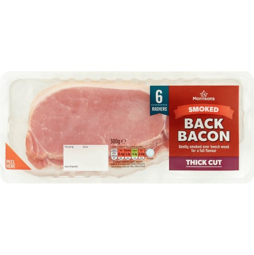 Morrisons Smoked Extra Thick Rindless Back Bacon Rashers (6 x 300g ...