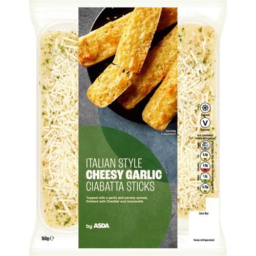 ASDA Italian Style Cheesy Garlic Ciabatta Sticks (160g, 150g) - Compare ...