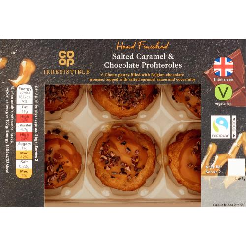 Co-op Irresistible Salted Caramel & Chocolate Profiteroles - Compare ...