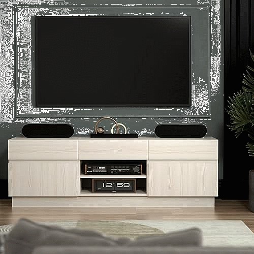 GFW Sampford White Sturdy & Stylish Entertainment Unit for Living Room ...