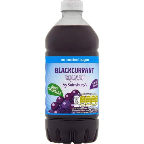 Sainsbury's Double Strength Blackcurrant Squash No Added Sugar (750ml ...