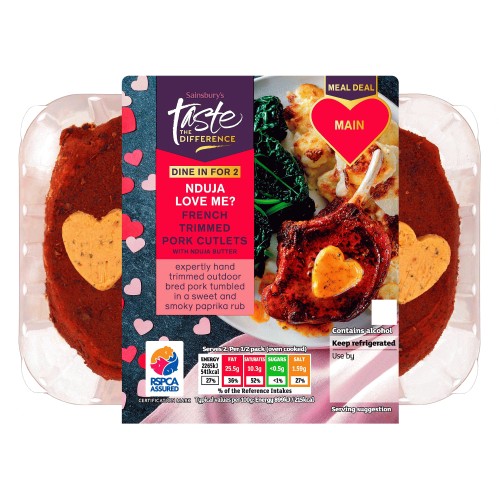 Sainsbury's French Trimmed Outdoor Bred British Pork Cutlets with Nduja ... Sainsbury's French Trimmed Outdoor Bred British Pork Cutlets with Nduja ...