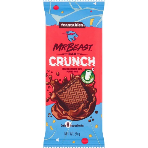 Feastables MrBeast Bar Crunch Milk Chocolate with Puffed Rice (35g ...