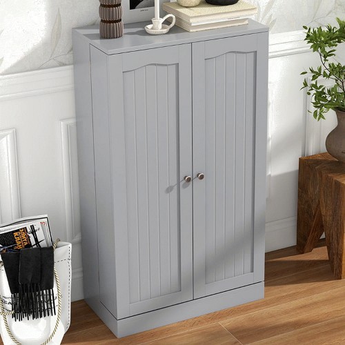 Costway 2 Door Grey Adjustable Pantry Cabinet