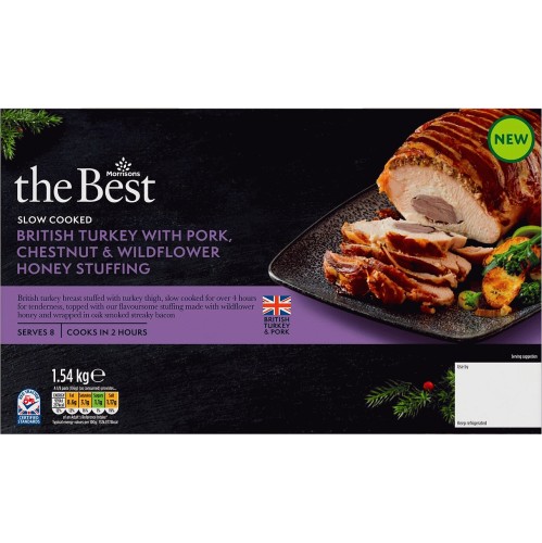 Morrisons British Turkey With Stuffing Topped With Smoked Bacon (1540g ...