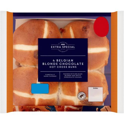 ASDA Extra Special Belgian Blonde Chocolate Hot Cross Buns (4 ...