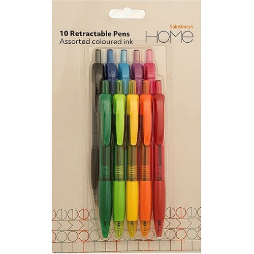 Sainsbury's Home Coloured Retractable Pens Assorted (10) - Compare ...