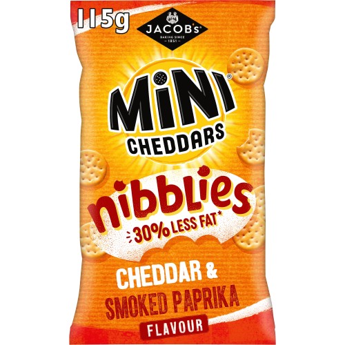 Jacob's Mini Cheddars Nibblies Cheddar & Smoked Paprika Snacks (115g ...