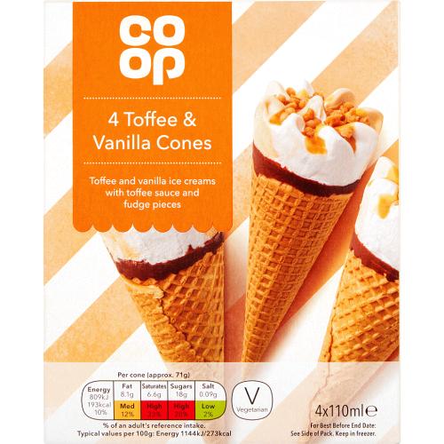 Co-op Toffee & Vanilla Cones (4 x 110ml) - Compare Prices & Where To ...