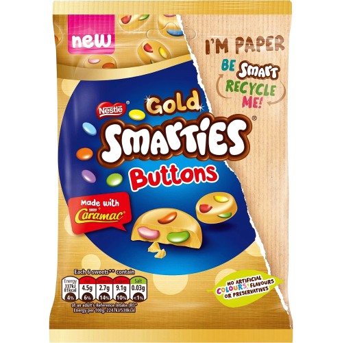 Smarties Gold Buttons Caramel Flavour Sharing Bag (85g) - Compare ...