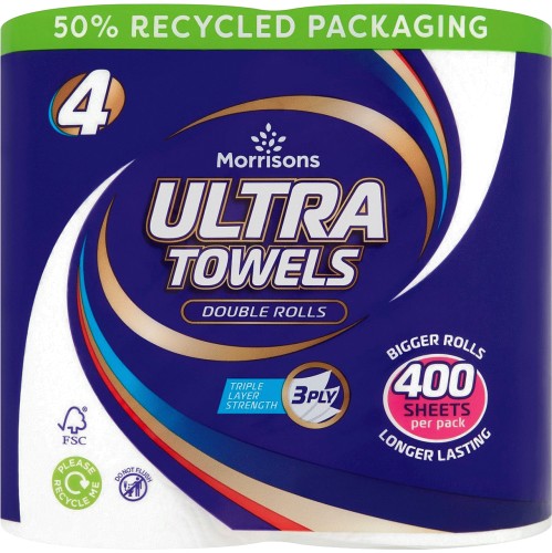 Morrisons Ultra Kitchen Towel Double Rolls (4) - Compare Prices & Where ...