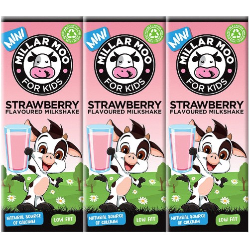 Mini Millar Moo For Kids Strawberry Milkshake (6 x 200ml) - Compare ...